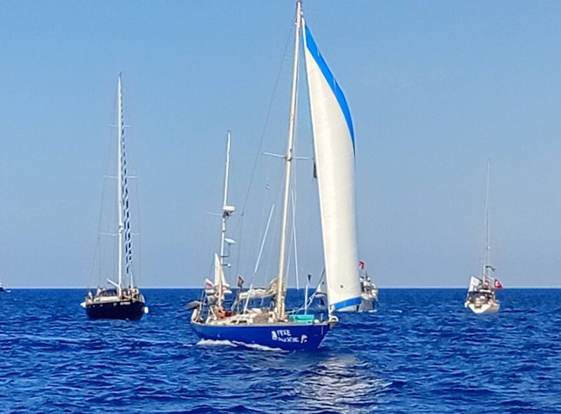 Στη μέση της πορείας προς τη Γαζα στην ανατολική Μεσόγειο 42 πλοία του ...